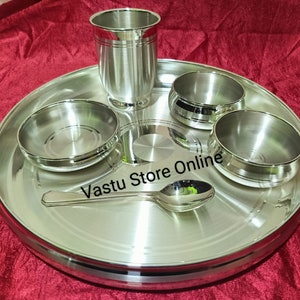 999 Pure Silver Dinner Set / Utensils Silver Thali Set, Complete Pure ...