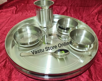 Pure Silver Dinner Set / Thali Set, Complete Pure Silver Dinner Set for ...