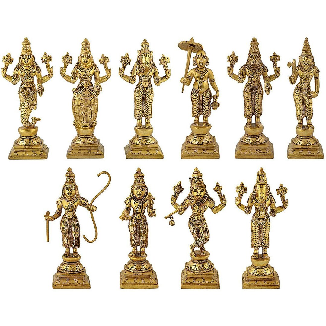 Brass Dashavatara Dasavatharam of Lord Vishnu Statues Ten Incarnations ...