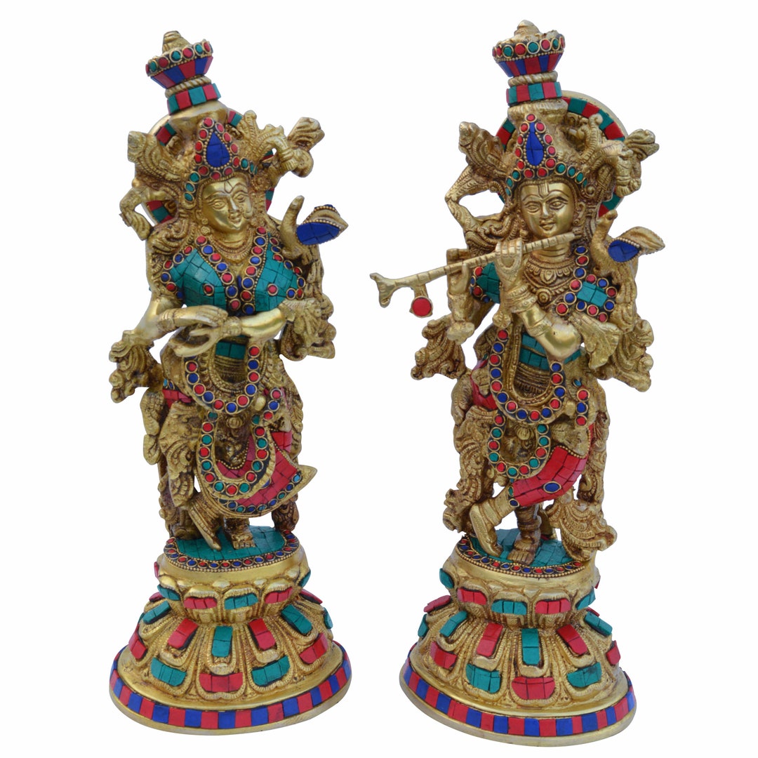Divine Couple Radha Krishna Idol, Home Entrance Decor, Multicolor ...