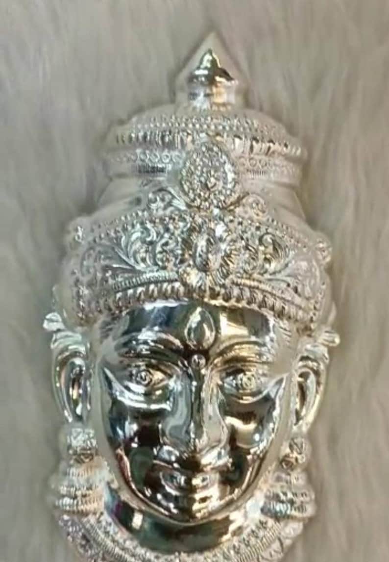 Varalakshmi 85 - 90% Pure Silver Amman Face Devi Idol 7.5 Inch Approx ...