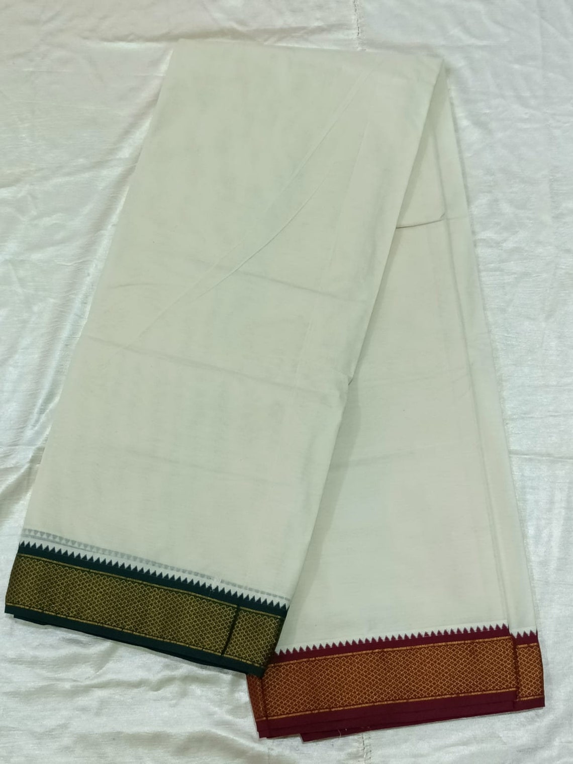 100% Pure Cotton Rich Fancy Border Dhoti of South Indian - Etsy