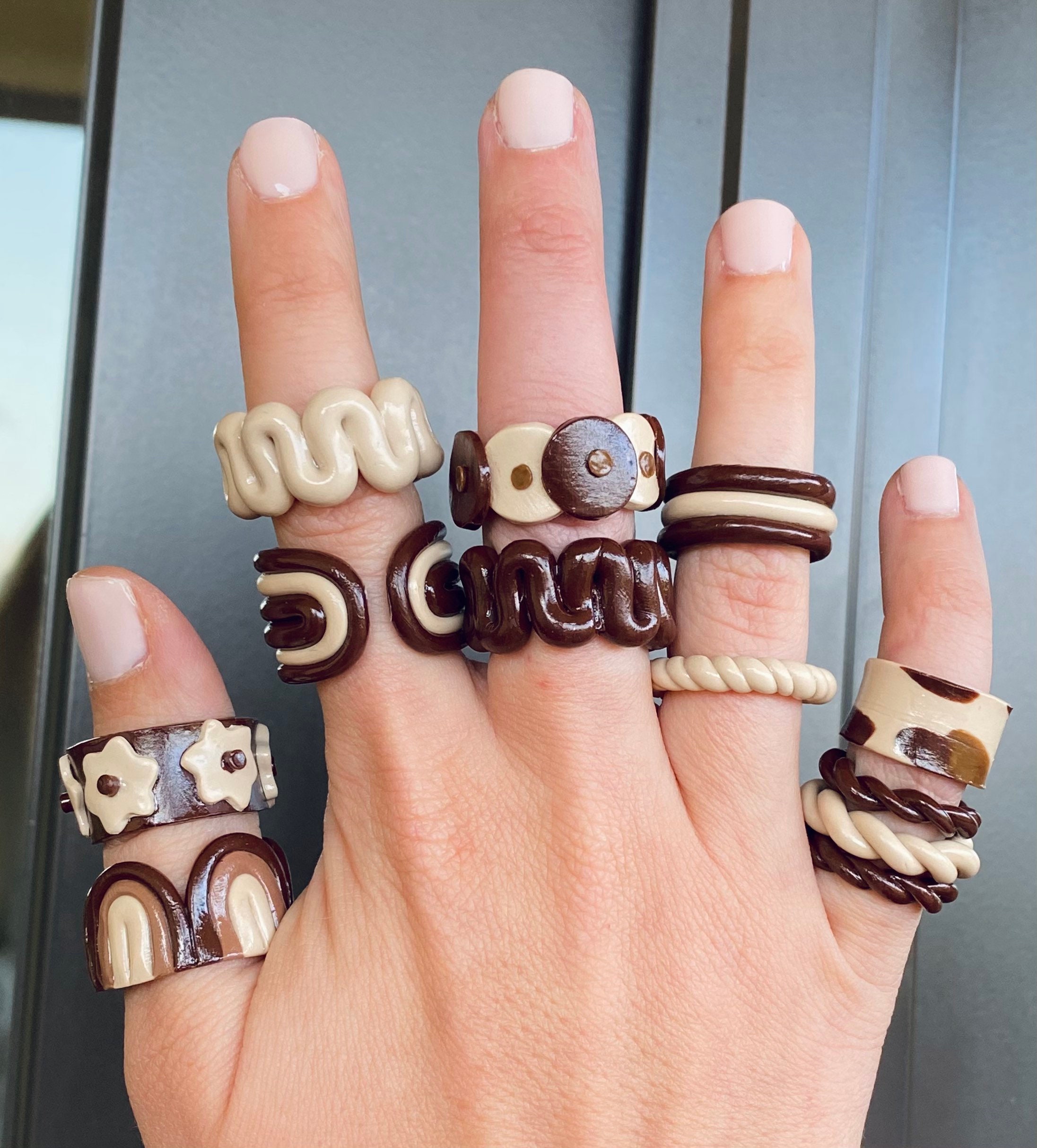 Ton Ring Set Chunky Clay Ring y2k inspirierter Ton Ring | Etsy