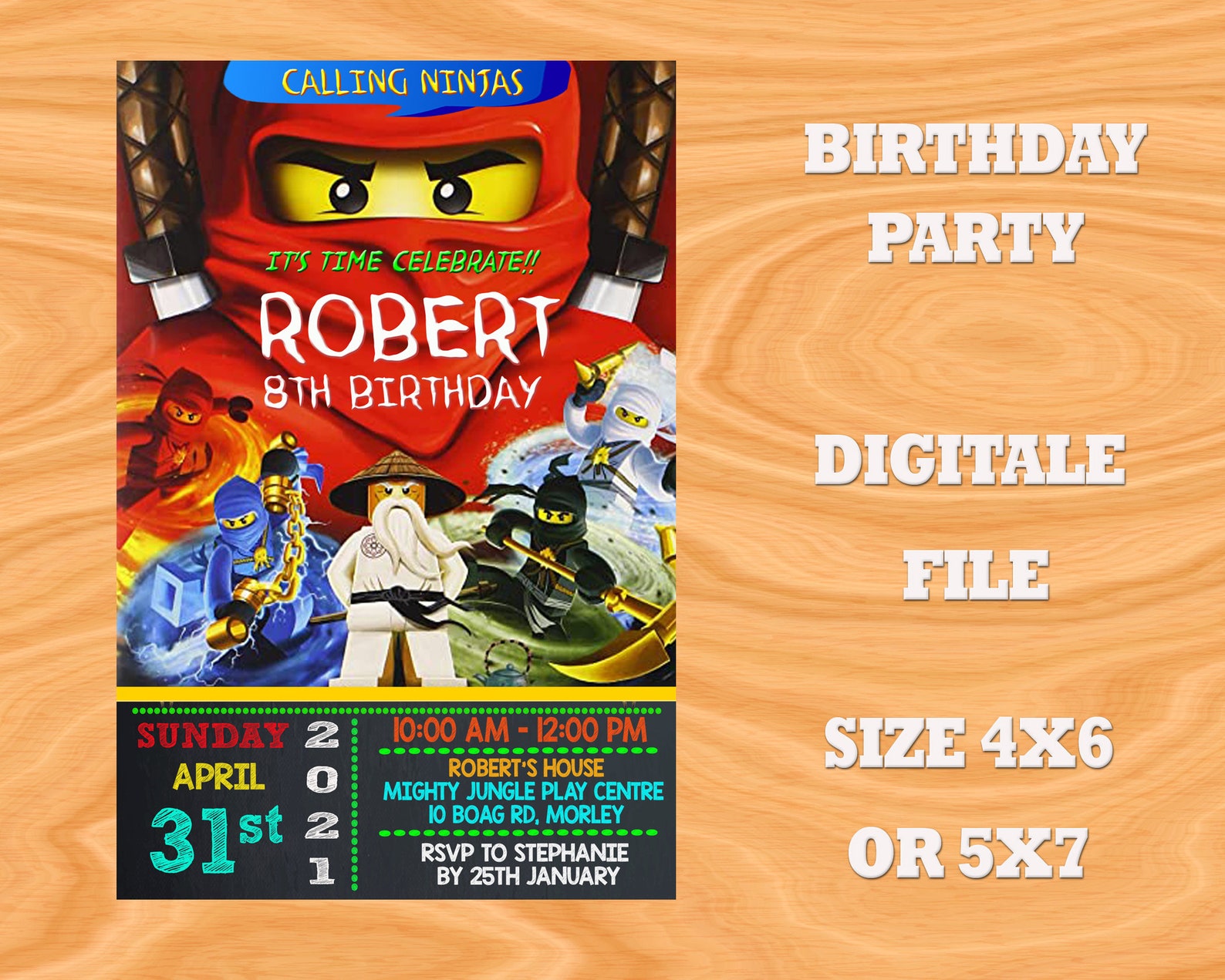Ninjago Birthday Invitation Ninjago Invitation Ninjago | Etsy
