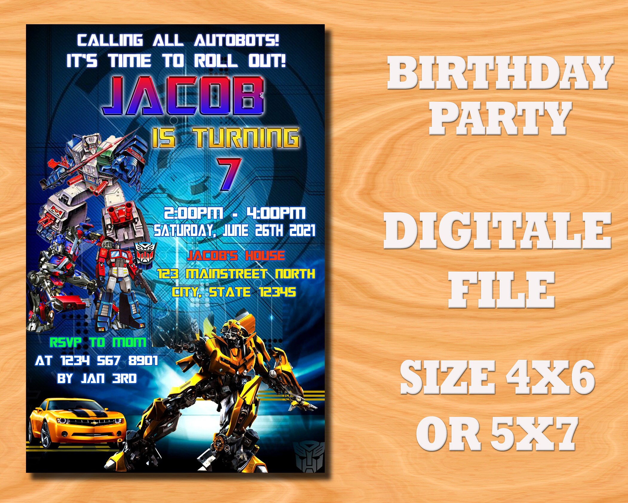 Transformers Invitation Transformers Birthday Transformers | Etsy