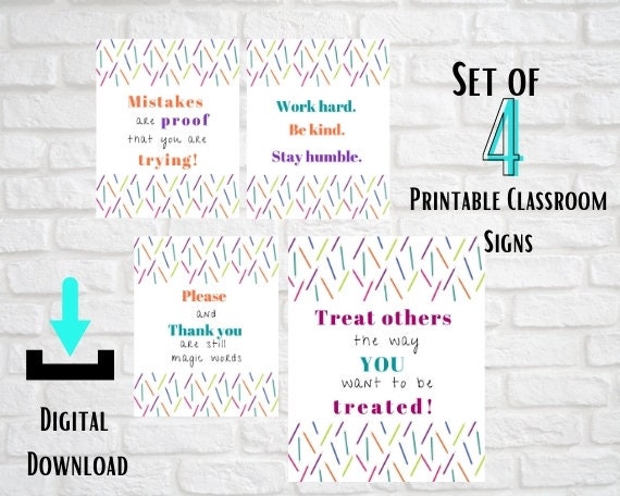 8 X 10 Motivational Classroom Signs Color Pencil Theme - Etsy