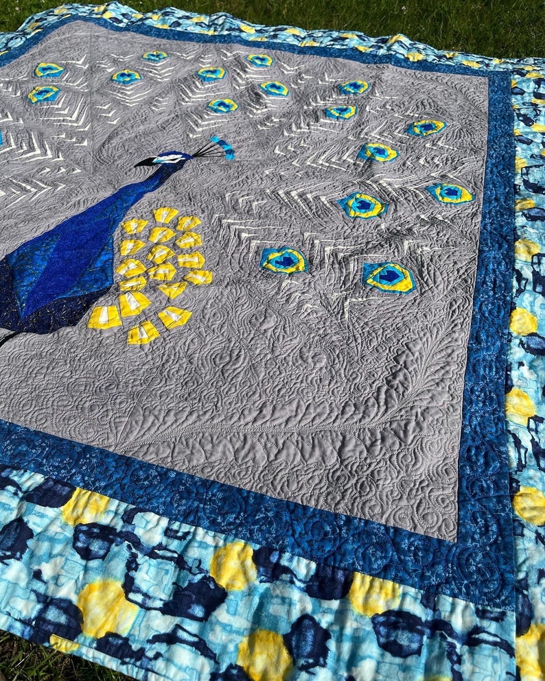Peacock Throw Quilt - Etsy