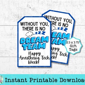 Anesthesia Tech Week Printable Tag Instant Digital Download Dream Team ...