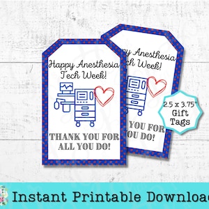 Anesthesia Tech Week Printable Tag Instant Digital Download Thanks ...