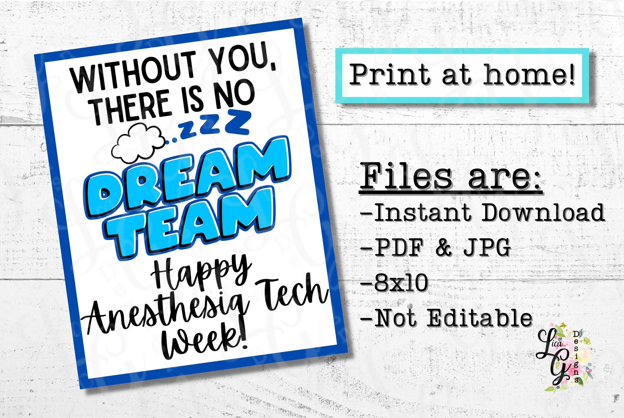 Anesthesia Tech Week Printable Sign Instant Digital Download Dream Team ...