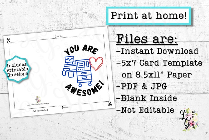 Anesthesia Printable Card Instant Digital Download You Are Awesome ...