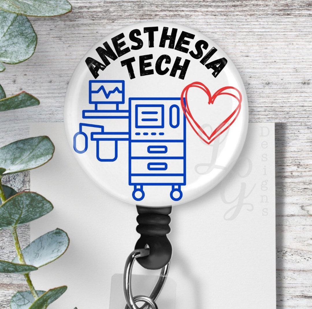 Anesthesia Tech Badge Reel Anesthesia Technician Badge Stethoscope Tag ...