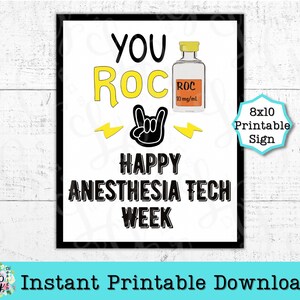 Anesthesia Tech Week Printable Sign Instant Digital Download You Roc ...