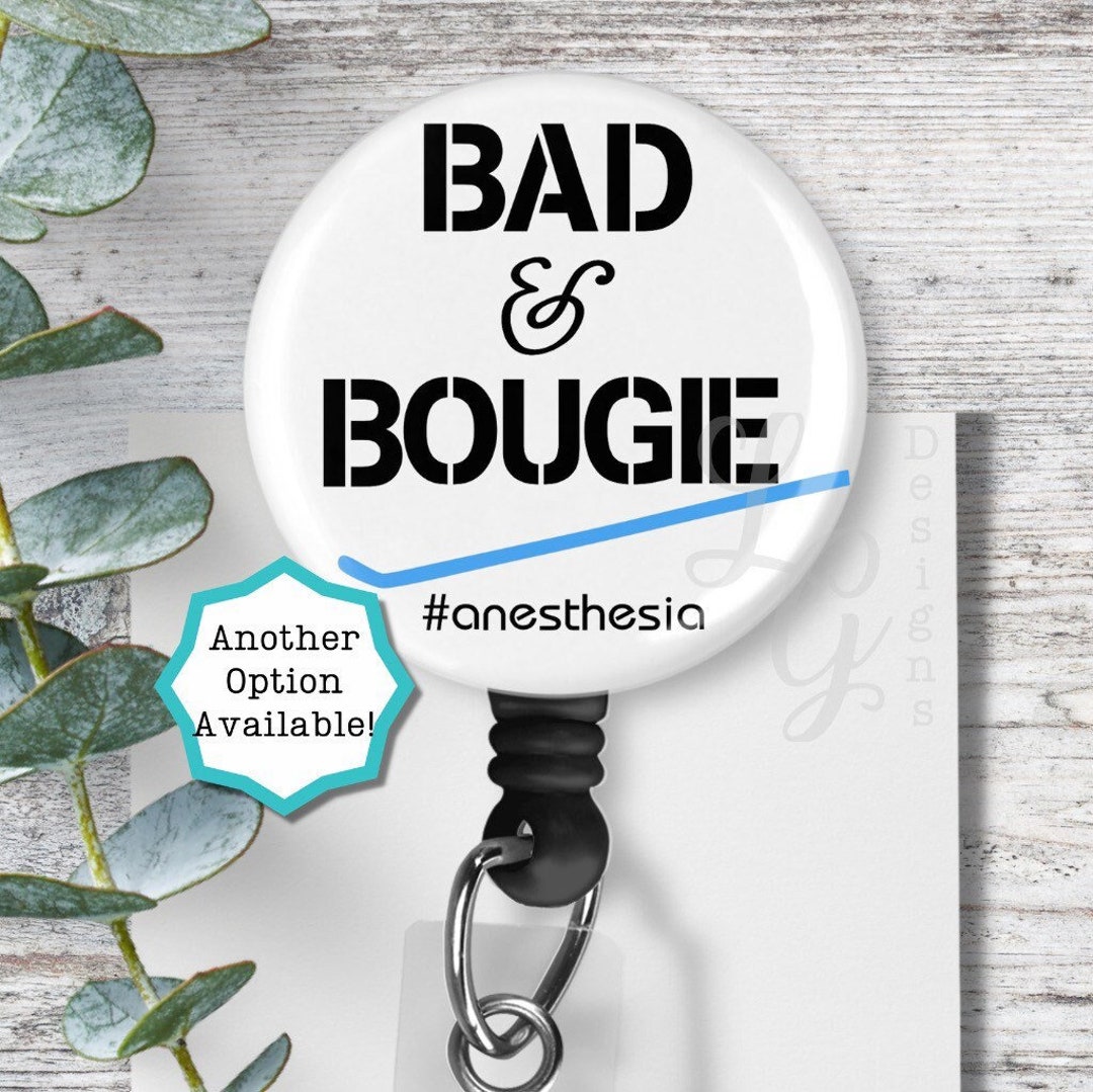Anesthesia Badge Reel Bad and Bougie CRNA Badge Reel Carabiner Badge ...