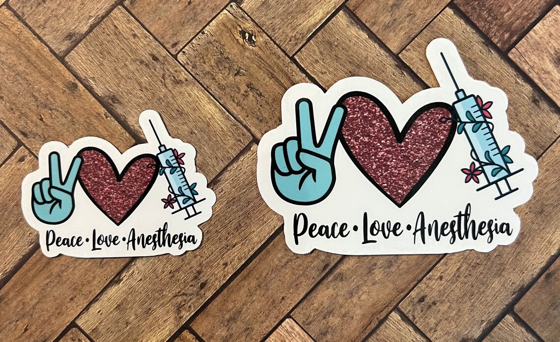 Peace Love Anesthesia Floral Sticker/anesthesia Sticker/crna - Etsy