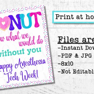 Anesthesia Tech Week Printable Sign Instant Digital Download Donut ...