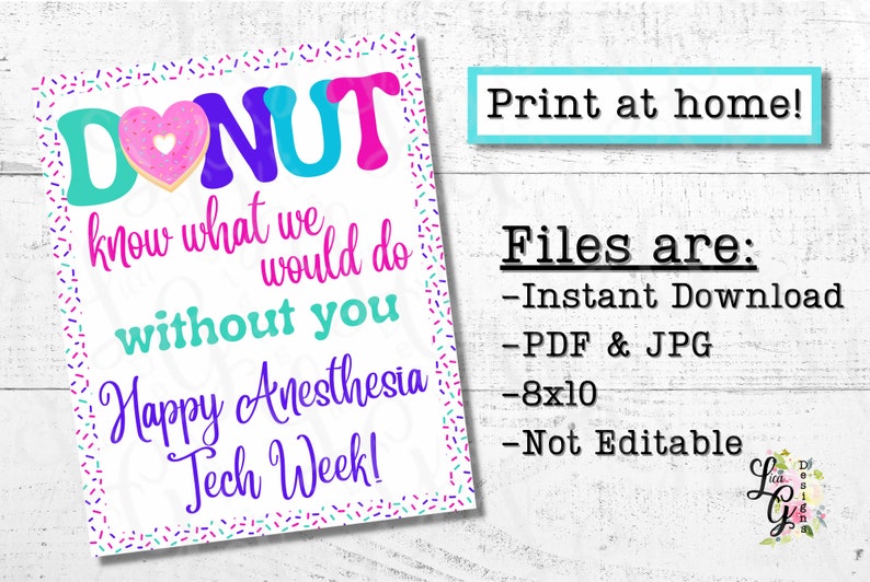 Anesthesia Tech Week Printable Sign Instant Digital Download - Etsy