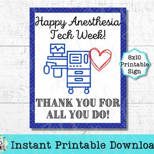 Anesthesia Tech Week Printable Sign Instant Digital Download Thank You ...
