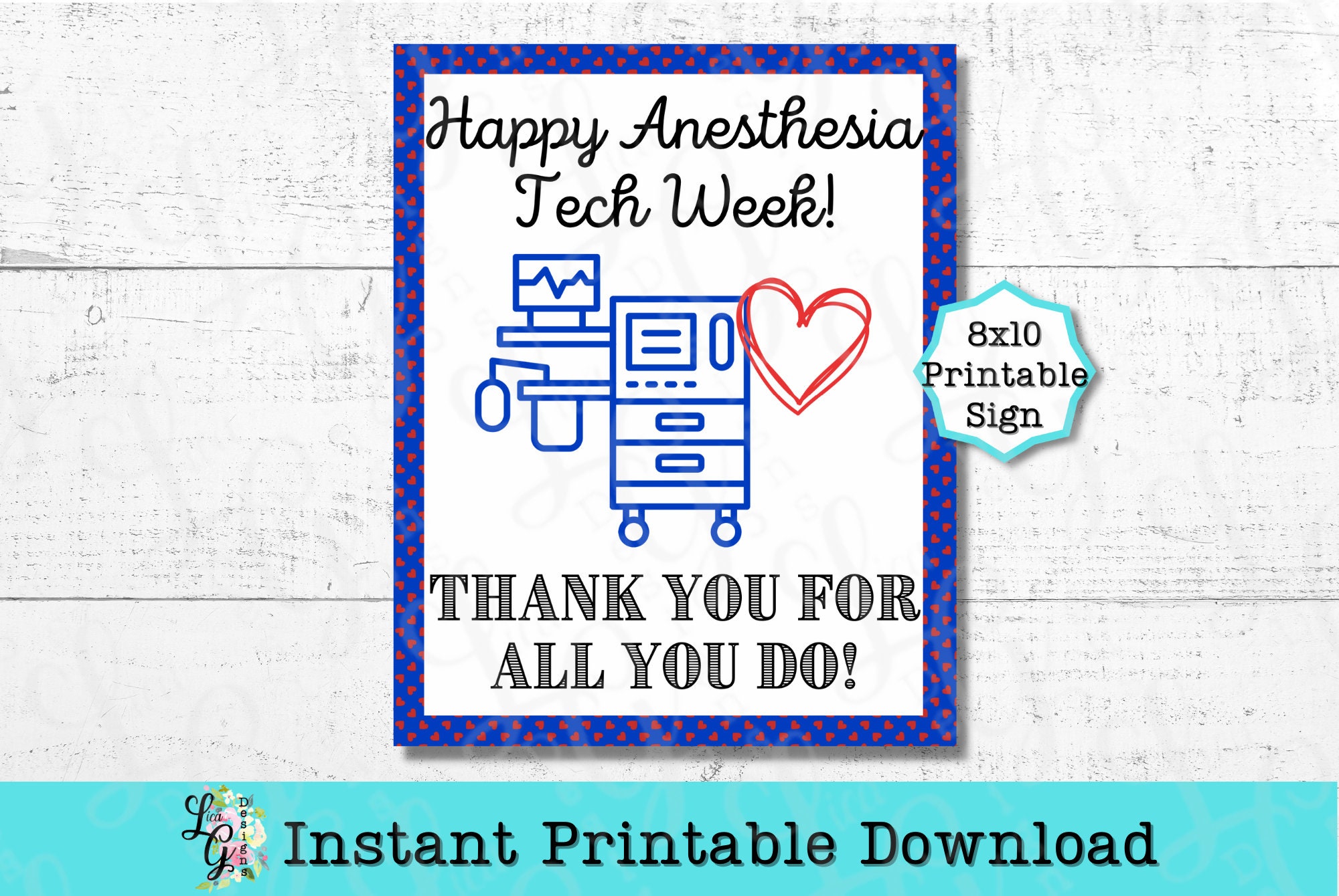 Anesthesia Tech Week Printable Sign Instant Digital Download Thank You ...