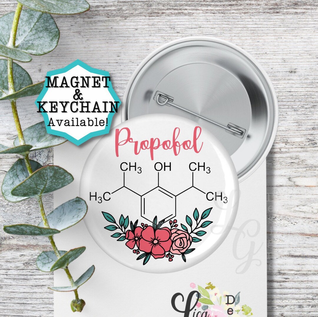 Floral Propofol Pin: Anesthesia/nurse Gift (magnet, Keychain or Pin) - Etsy