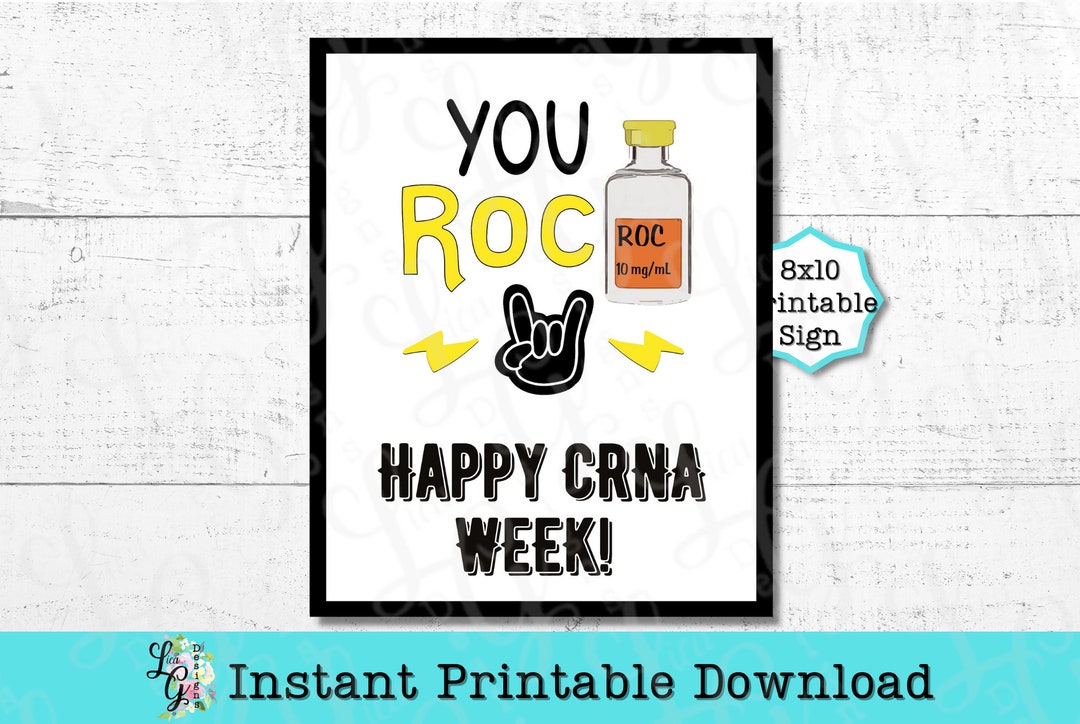 CRNA Week Printable Sign Instant Digital Download You Roc CRNA ...