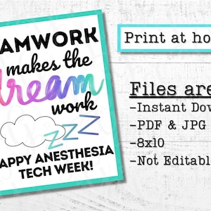 Anesthesia Tech Week Printable Sign Instant Digital Download Team ...
