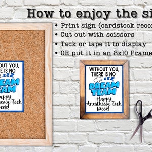 Anesthesia Tech Week Printable Sign Instant Digital Download Dream Team ...