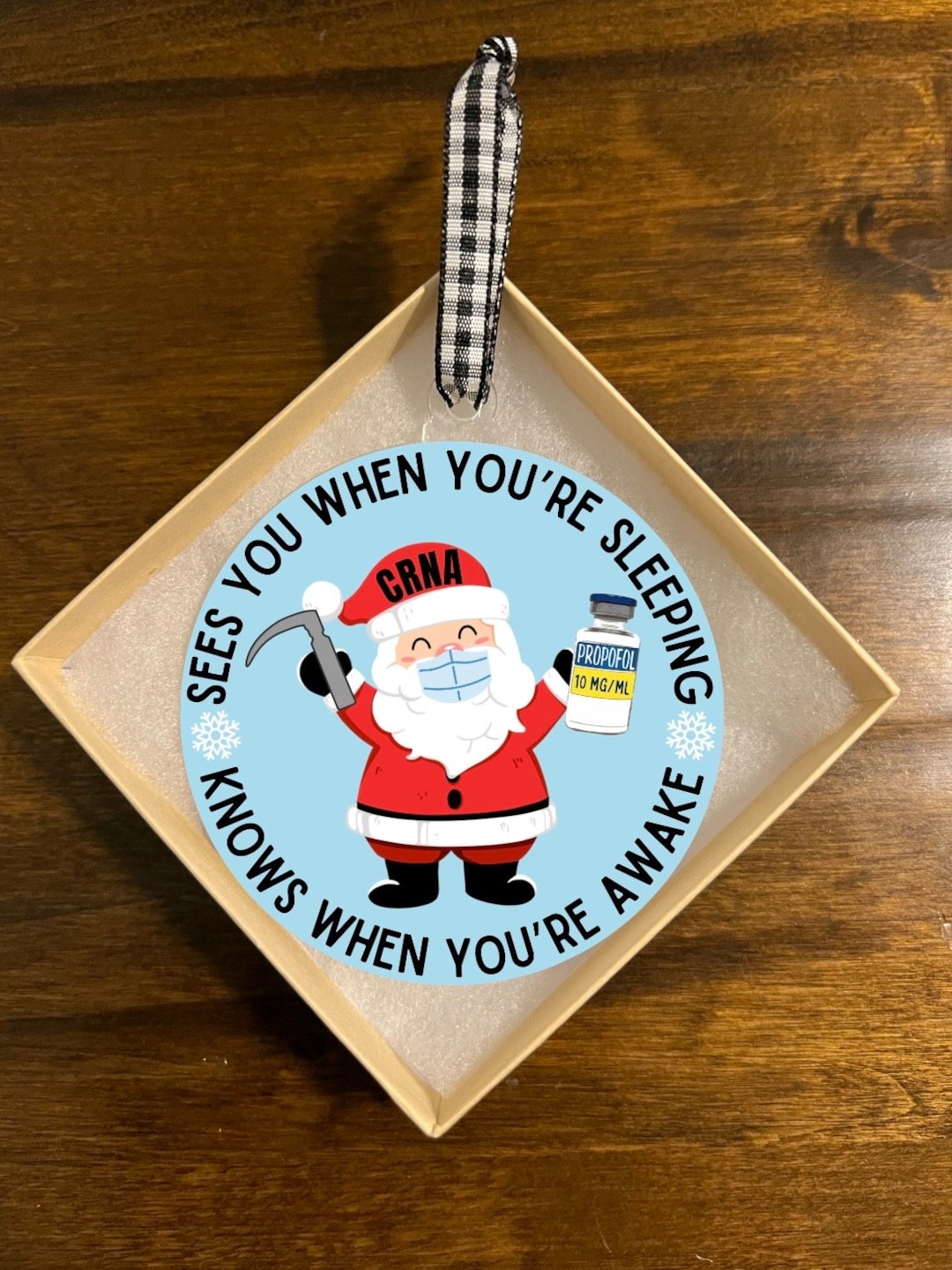Santa CRNA Ornament Sees You While Youre Sleeping Christmas Anesthesia ...