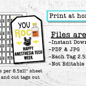 Anesthesia Tech Week Printable Tag Instant Digital Download You Roc ...
