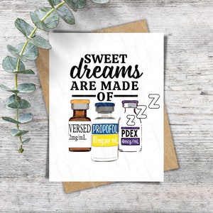 Sweet Dreams Card Anesthesia Card Funny Anesthesia Card CRNA Card ...
