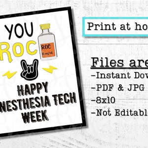 Anesthesia Tech Week Printable Sign Instant Digital Download You Roc ...