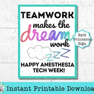 Anesthesia Tech Week Printable Sign Instant Digital Download Team ...