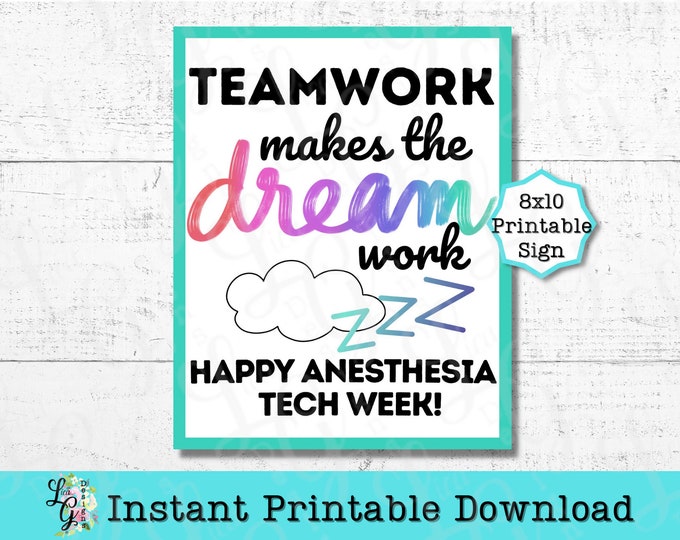 Anesthesia Tech Week Printable Sign Instant Digital Download Team ...