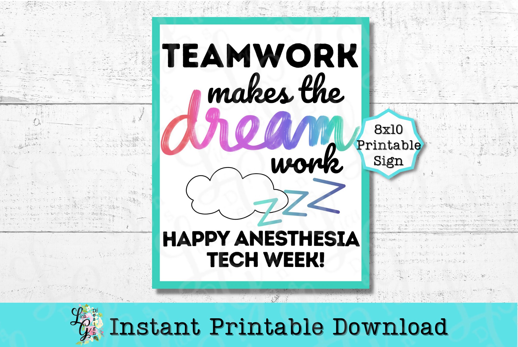 Anesthesia Tech Week Printable Sign Instant Digital Download Team ...