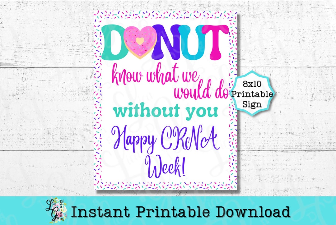 CRNA Week Printable Sign Instant Digital Download Donut CRNA ...