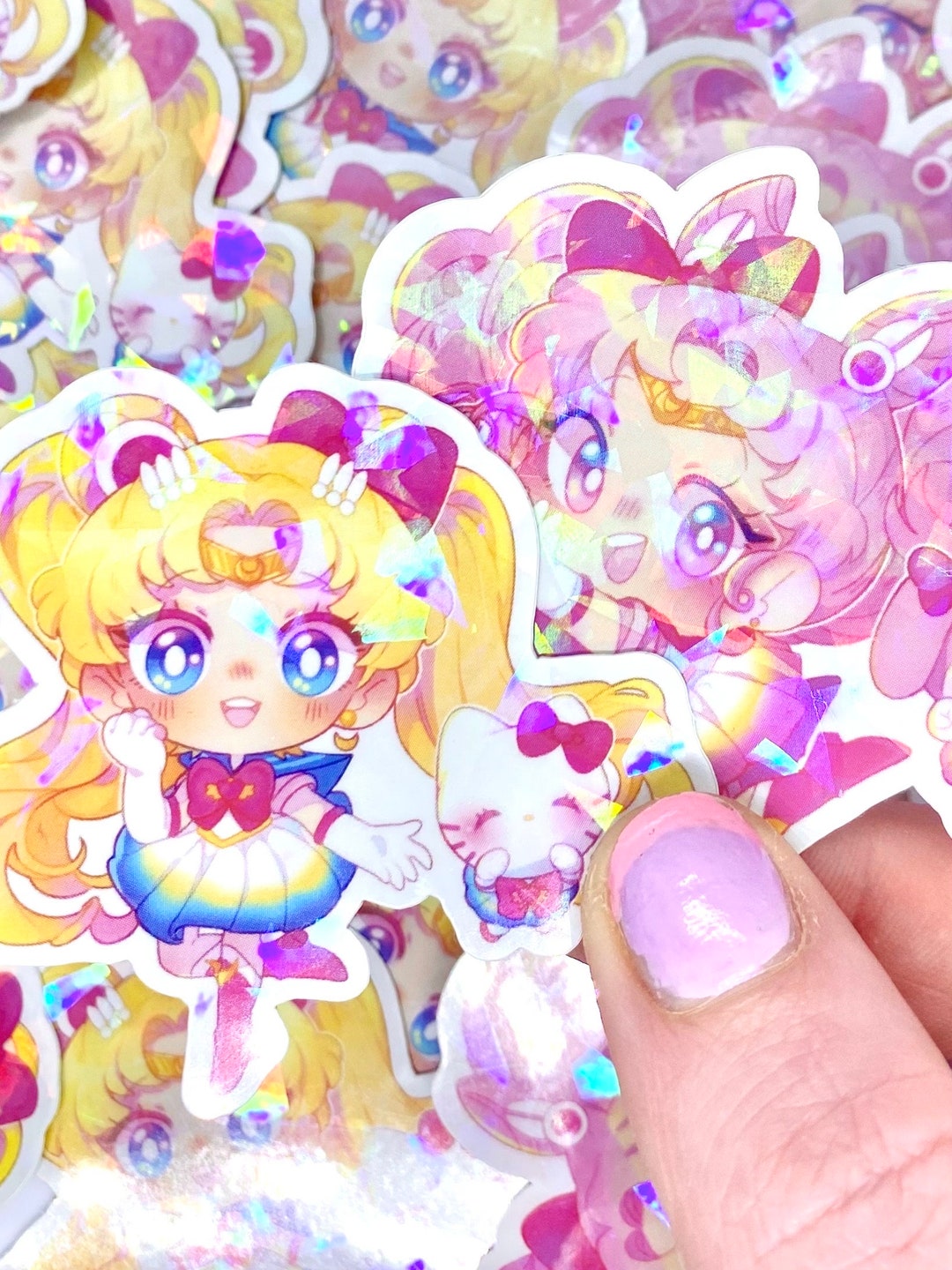 2 Pack Magical Girl Holographic Shatter Mini Stickers, Weatherproof - Etsy