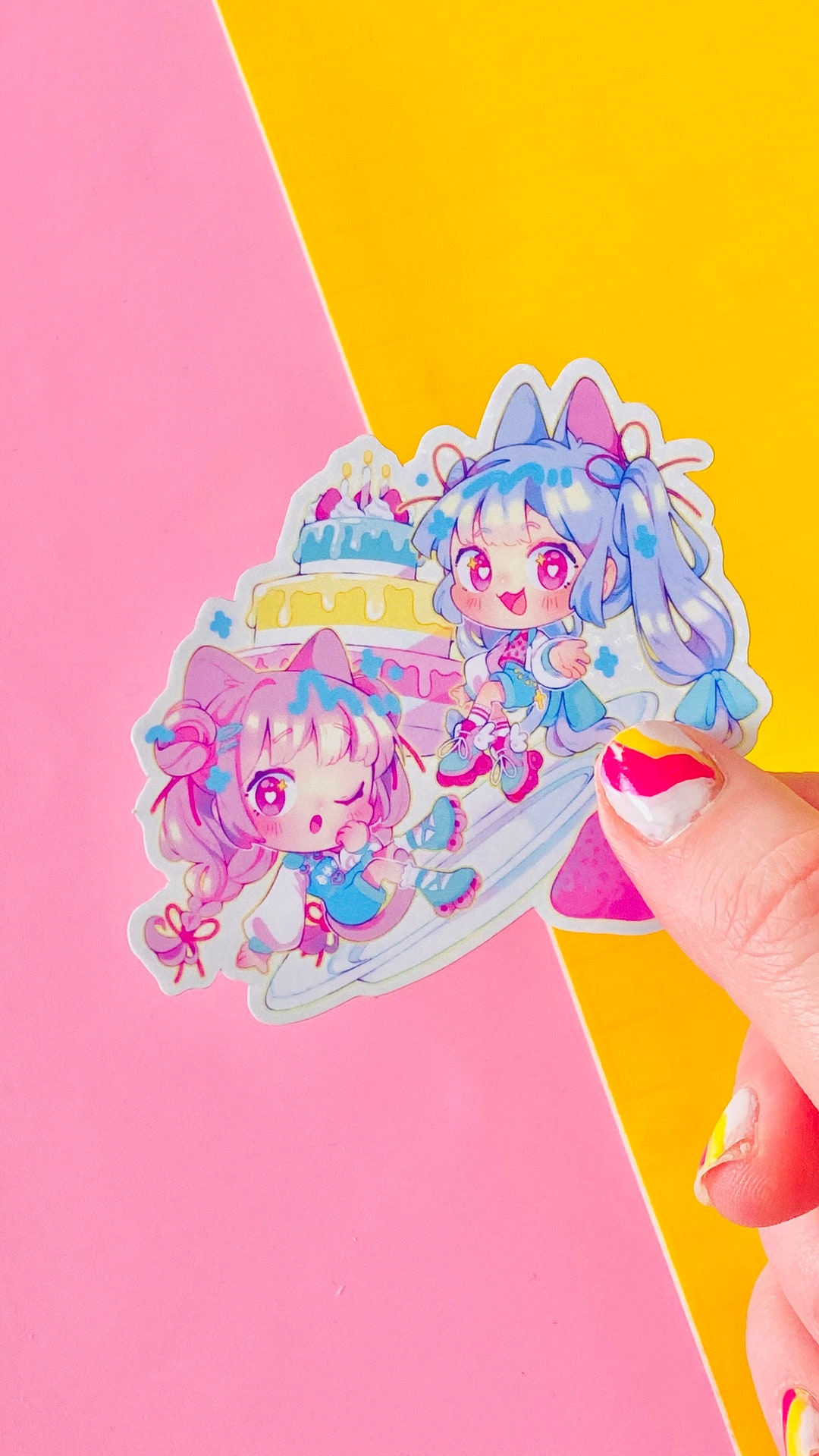 Kawaii Chibi Birthday Cake Die-cut Vinyl Stickers - Etsy