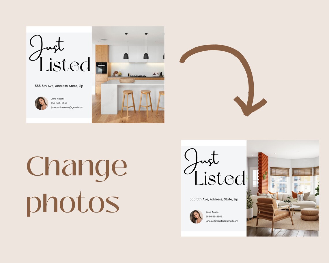 Real Estate Just Listed Postcards & Facebook Posts, Instant Download ...