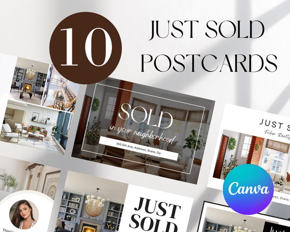 10 Real Estate Just Sold Postcards & Facebook Posts Instant | Etsy