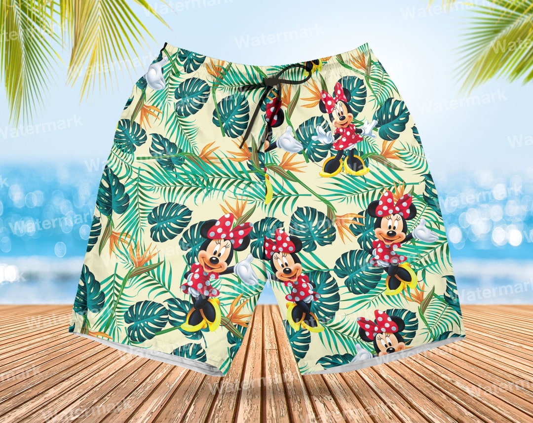 Minnie Mouse Hawaiian Short, Swim Trunk With Minnie Mouse, Disney Trip ...