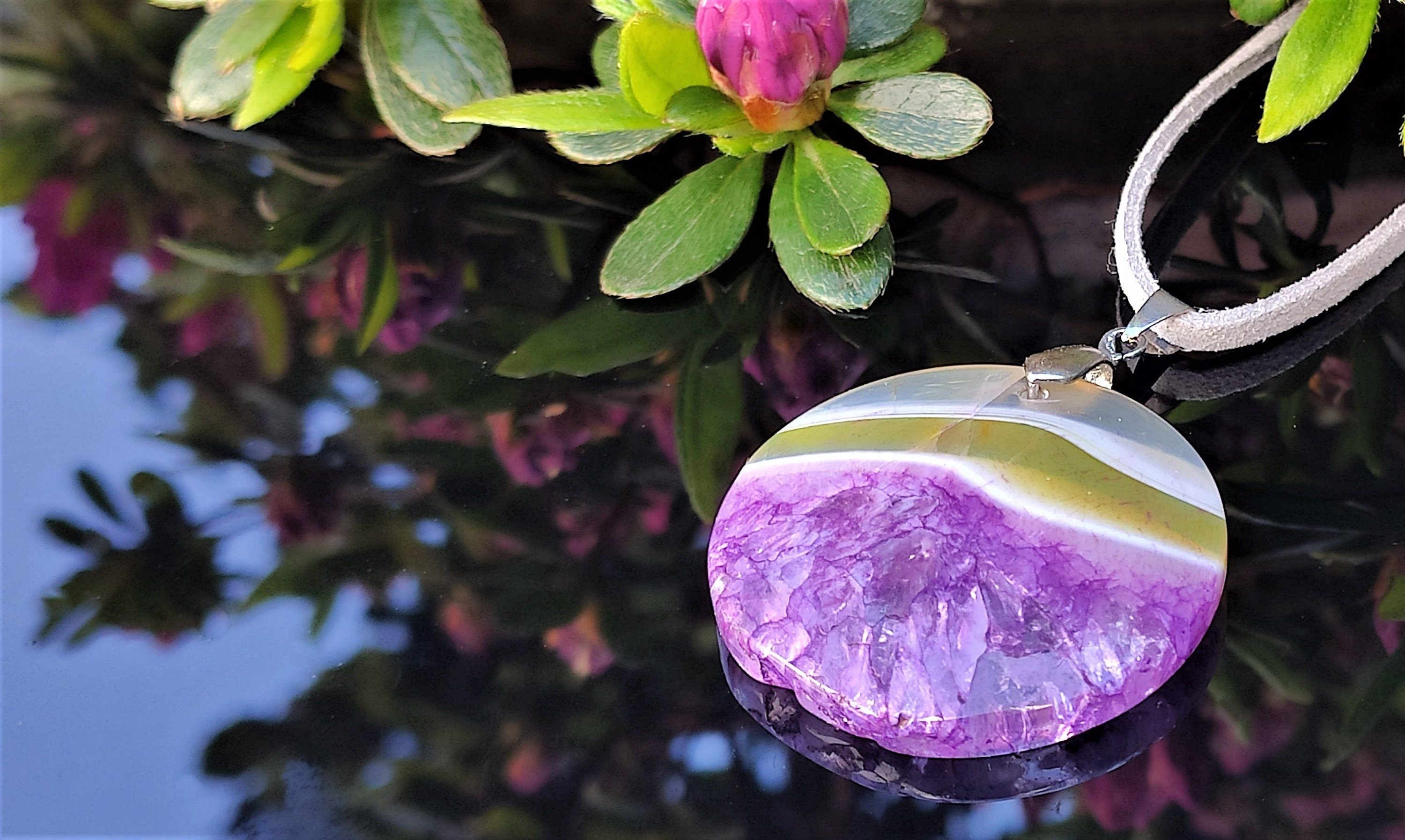 Rainbow Agate Pendant Necklace Jewellery with Cord Gift for | Etsy