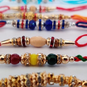 Rakhies Rakshabandhan Multiple Thread Rakhis With Beads and Stones and ...