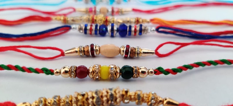 Rakhies Rakshabandhan Multiple Thread Rakhis With Beads and Stones and ...