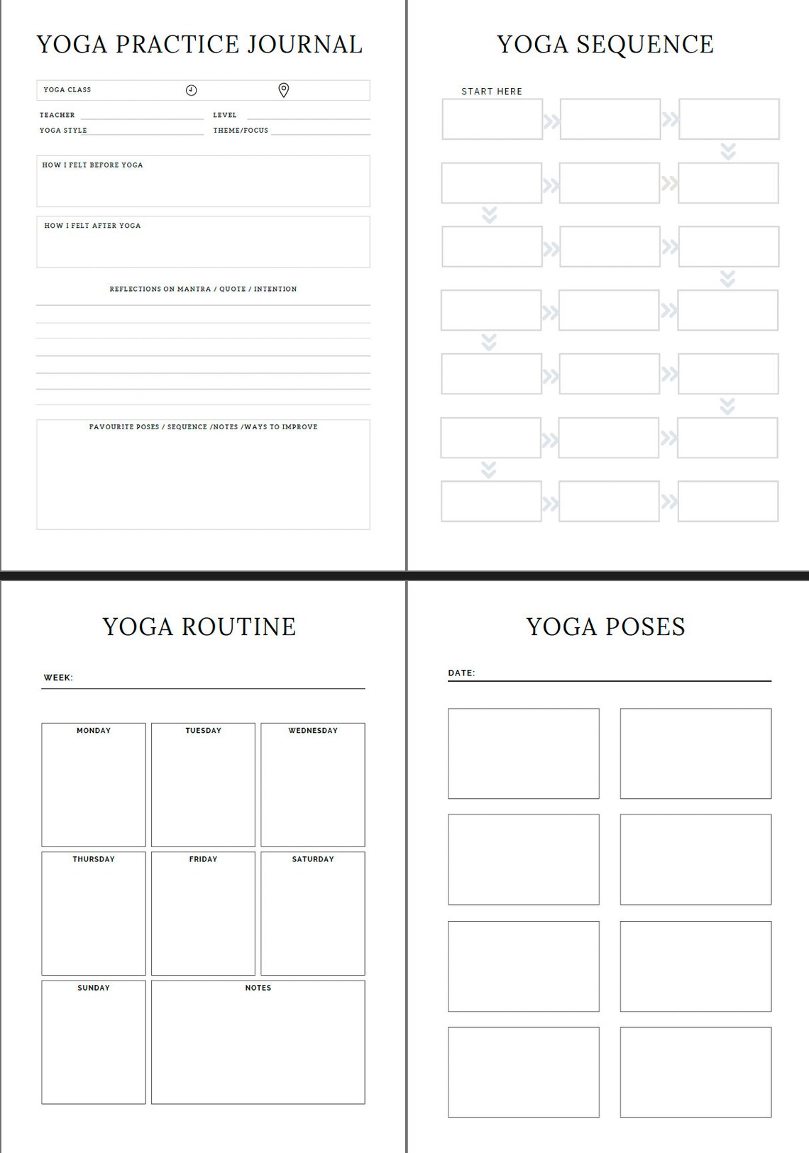 Comprehensive Yoga Journal Template - Pose Tracker, Meditation Log ...