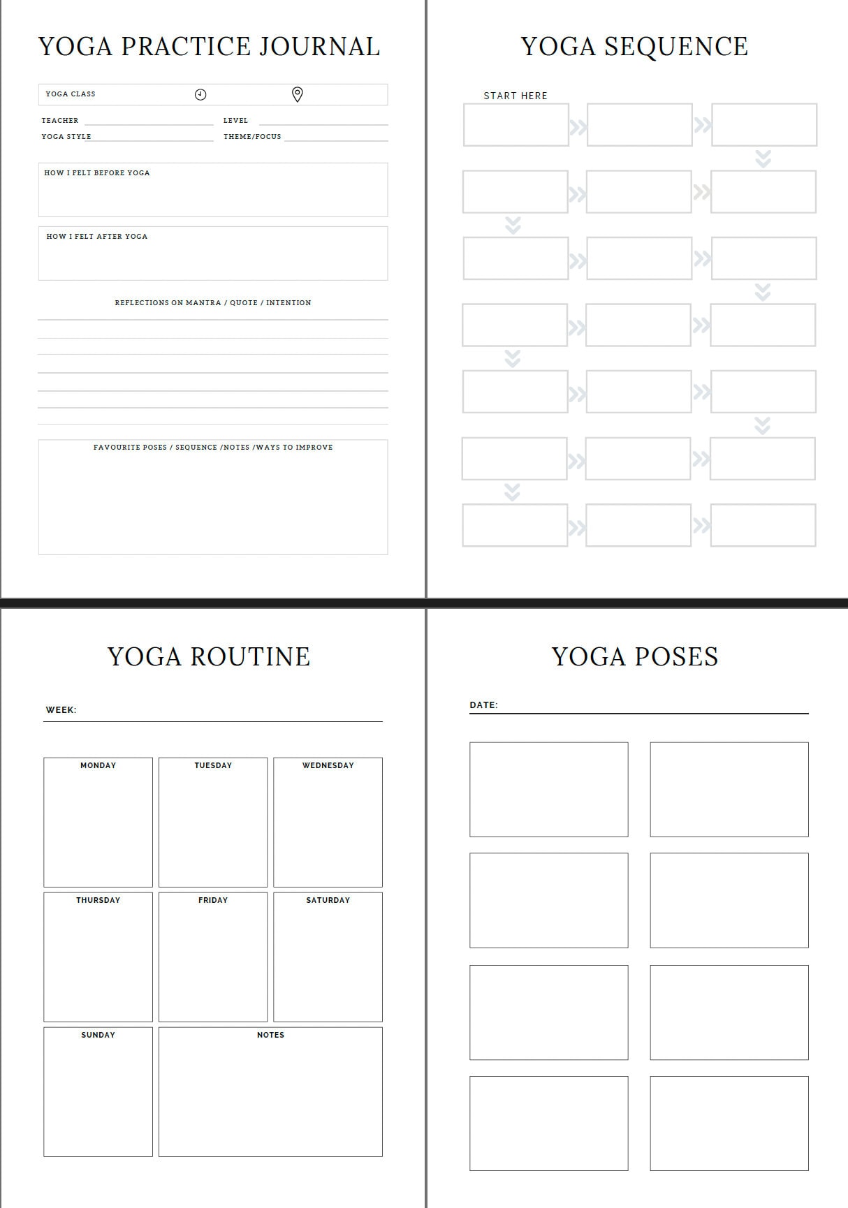 Comprehensive Yoga Journal Template Pose Tracker, Meditation Log, Daily ...