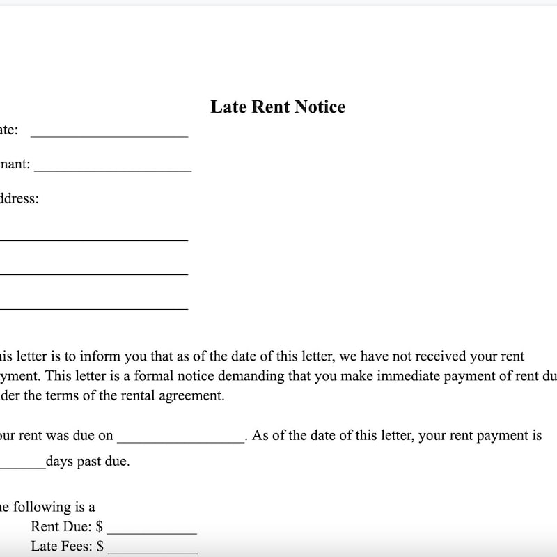 Late Rent Notice Template - Etsy