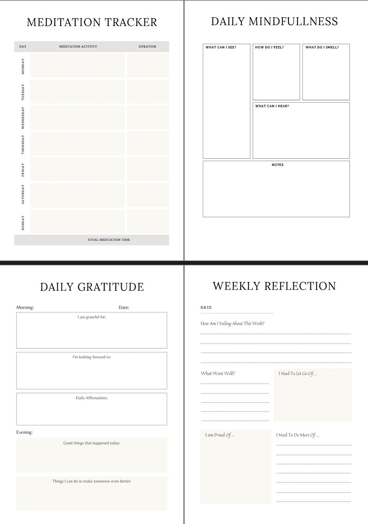 Comprehensive Yoga Journal Template Pose Tracker, Meditation Log, Daily ...