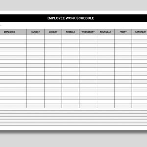 Employee Work Schedule PDF. Employee Time Sheet. Employee Schedule ...