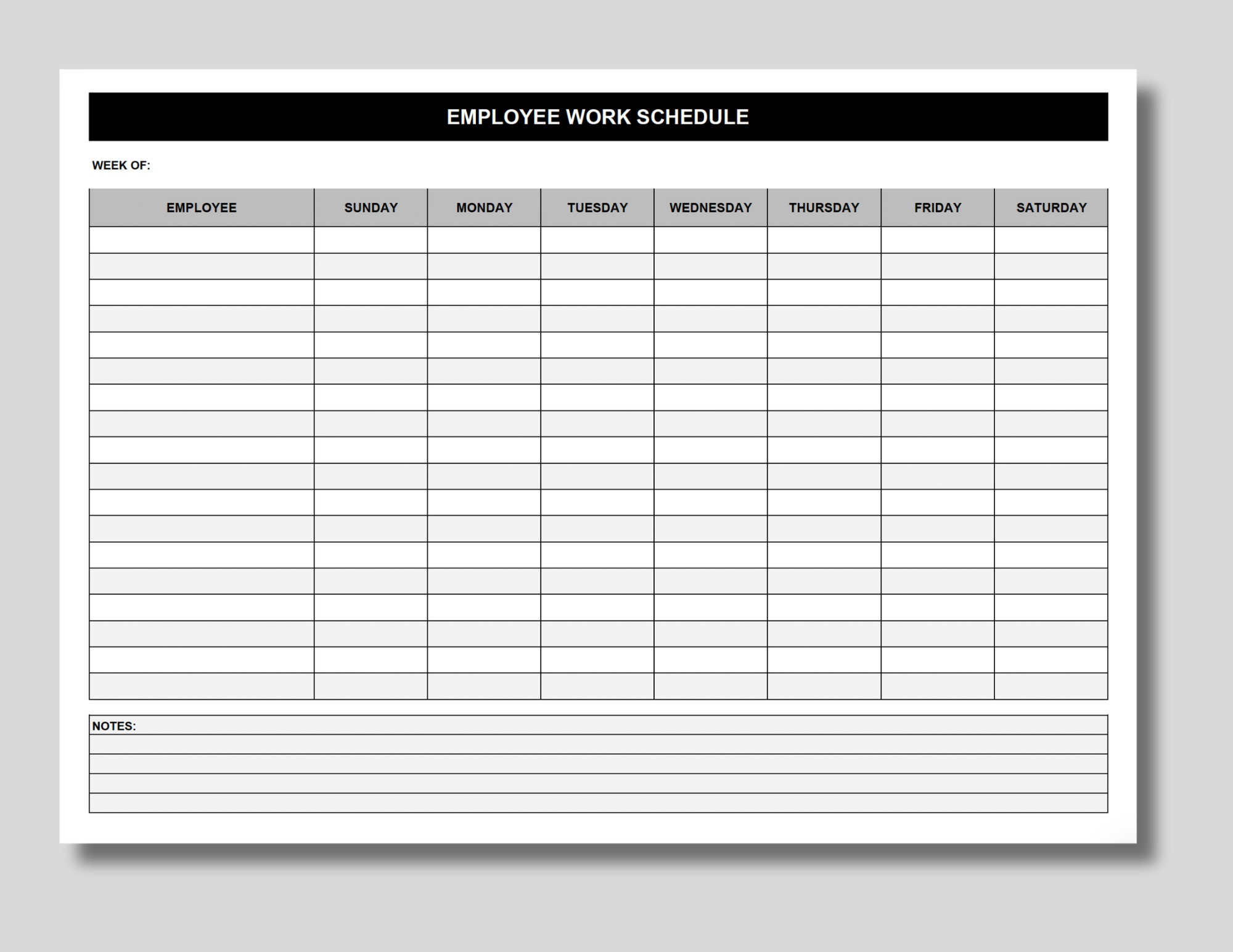 Employee Work Schedule PDF. Employee Time Sheet. Employee Schedule ...