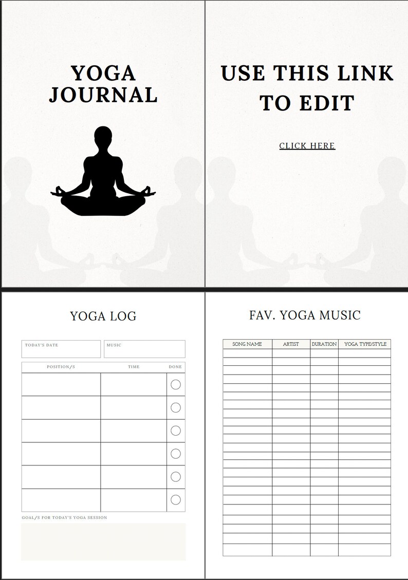 Comprehensive Yoga Journal Template - Pose Tracker, Meditation Log ...